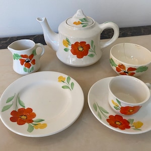 Vintage Hancock’s Ivory Ware Hand Painted Child’s Tea Set for One ...