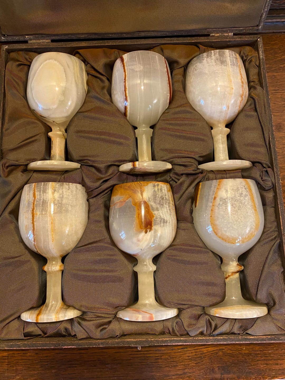 Vintage Banded Onyx Wine Glasses Set - Original Box - Etsy