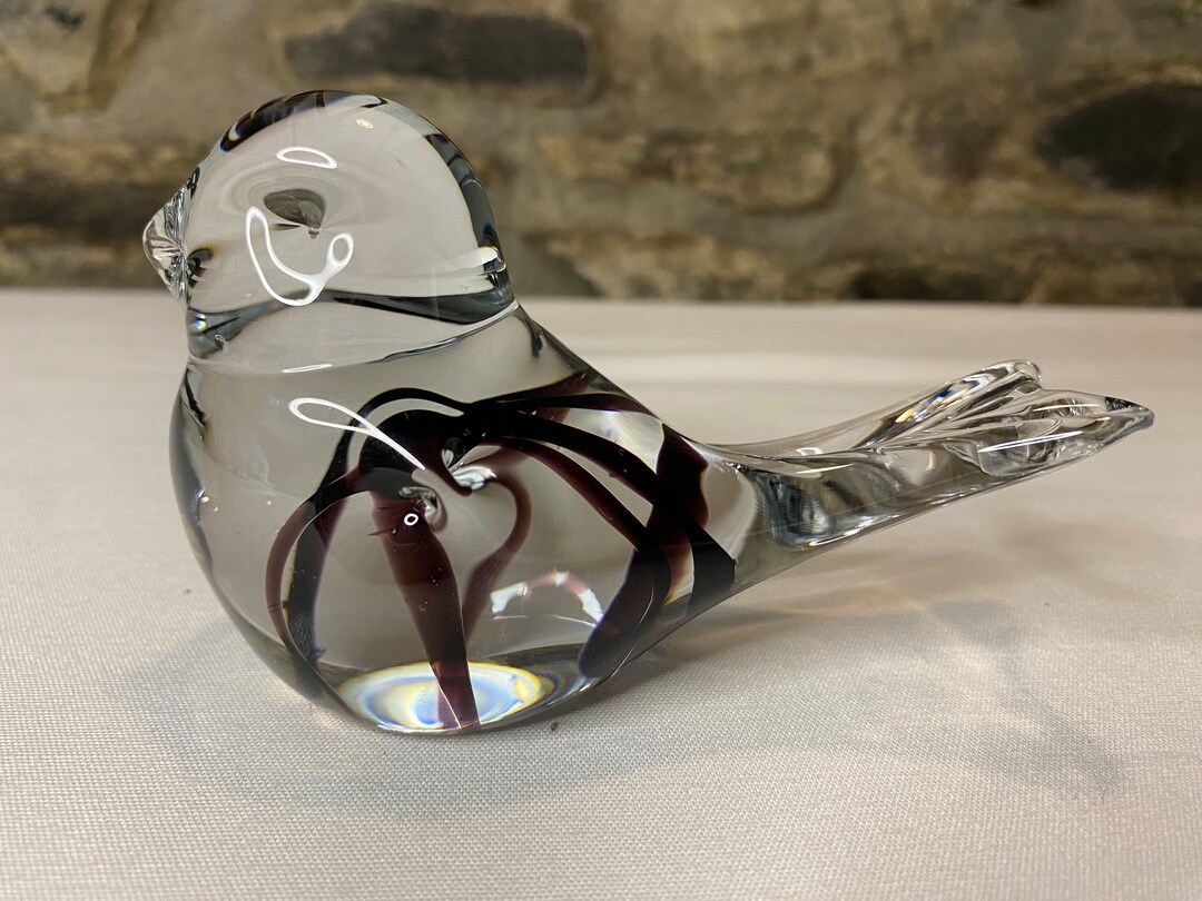 Vintage Hand Blown Art Glass Bird Paperweight - Etsy