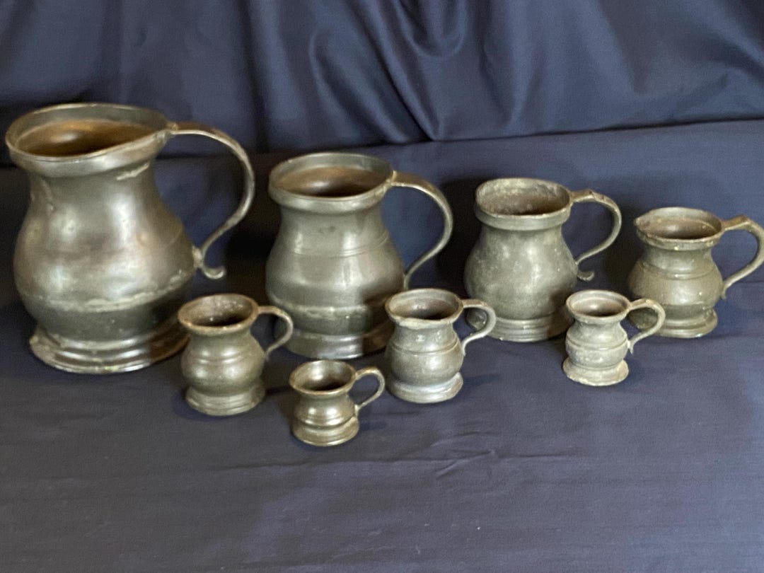 Eight Graduated Antique Pewter Measues - Etsy