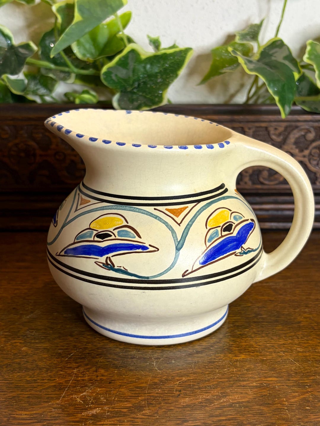 Vintage Honiton Devon Pottery Milk Jug – Hand Painted Design – English ...