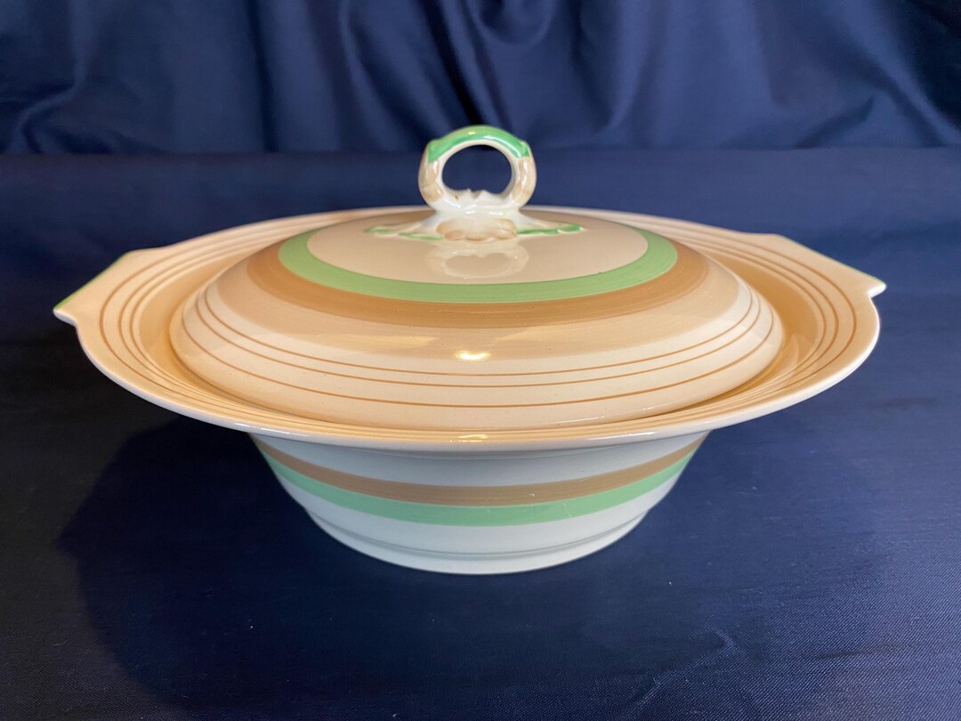 Myott Hand Painted Art Deco Banded Tureen Lidded Serving Dish C.1930’s ...
