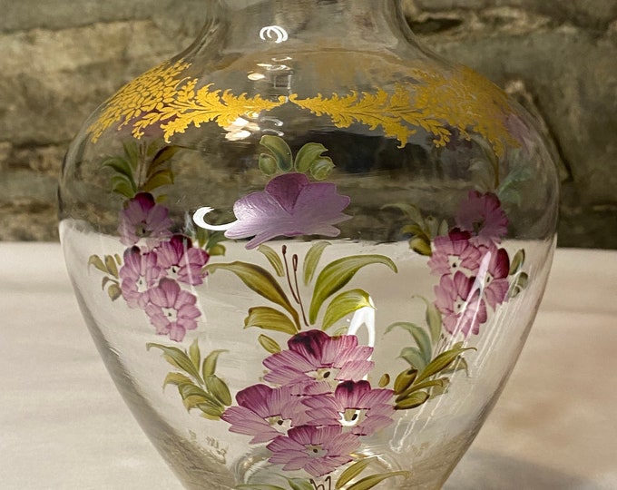 Italian Hand Painted Signed Glass Vase Mid 20 Century - Etsy