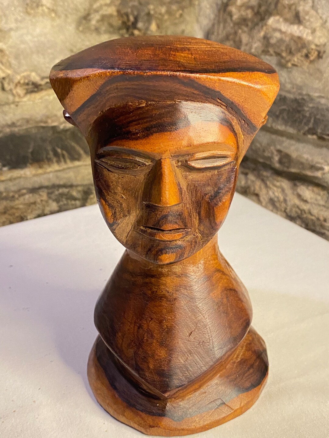 Vintage Hand Carved Wooden Bust - Etsy