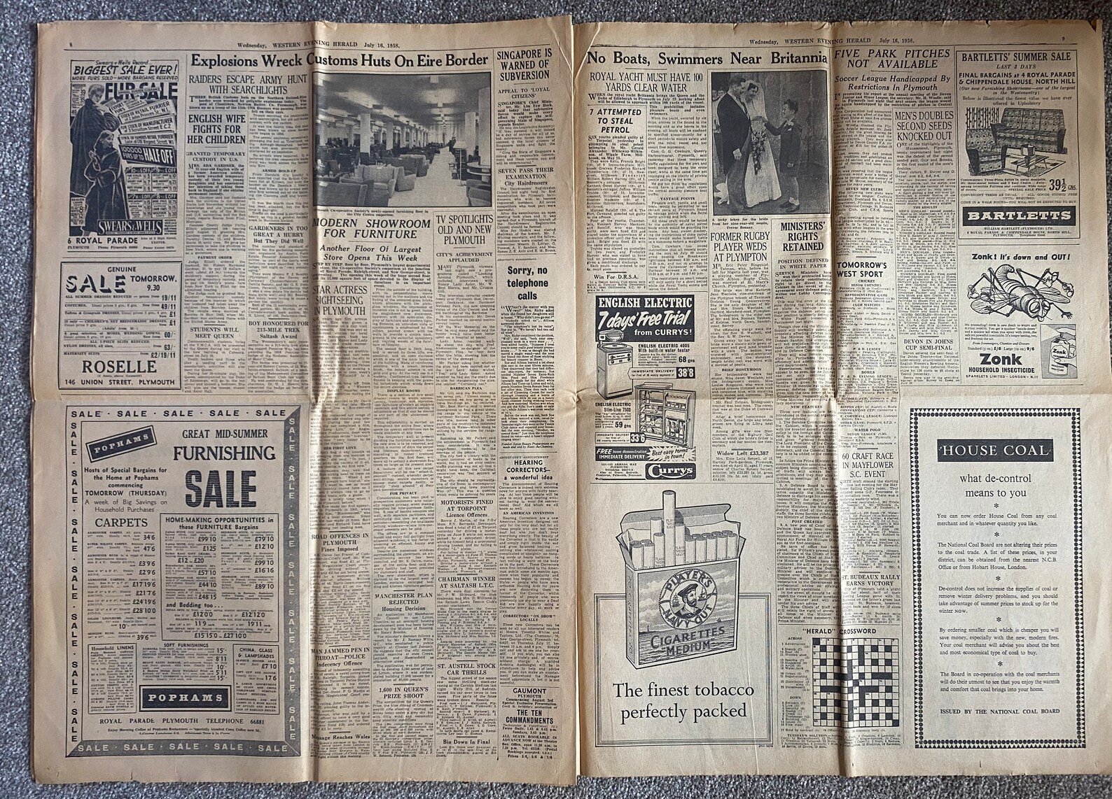 Original Western Evening Herald July 16 1958 - Etsy