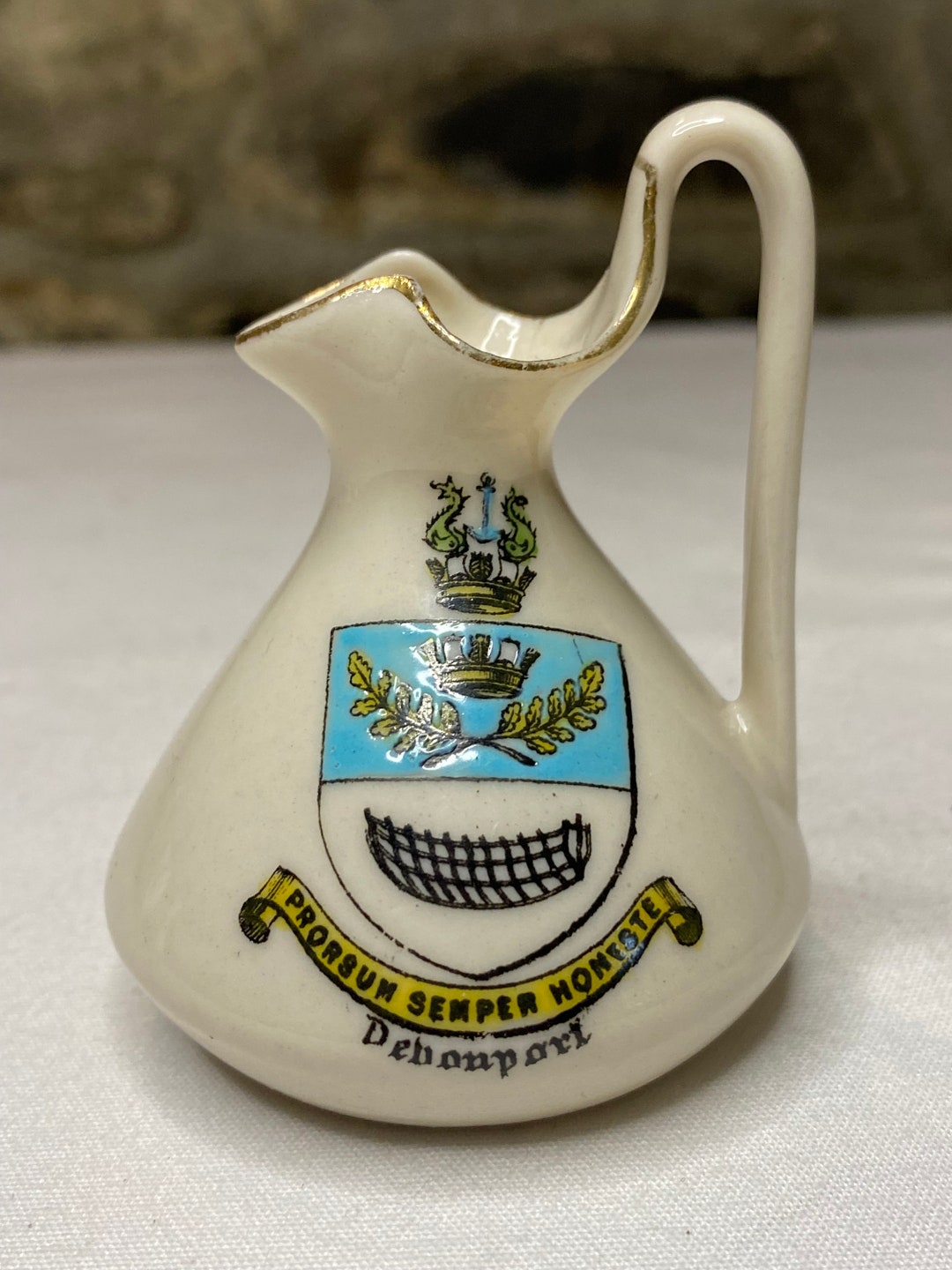 Crested Porcelain Carlton China Jug - Devonport C.1906+ - Etsy