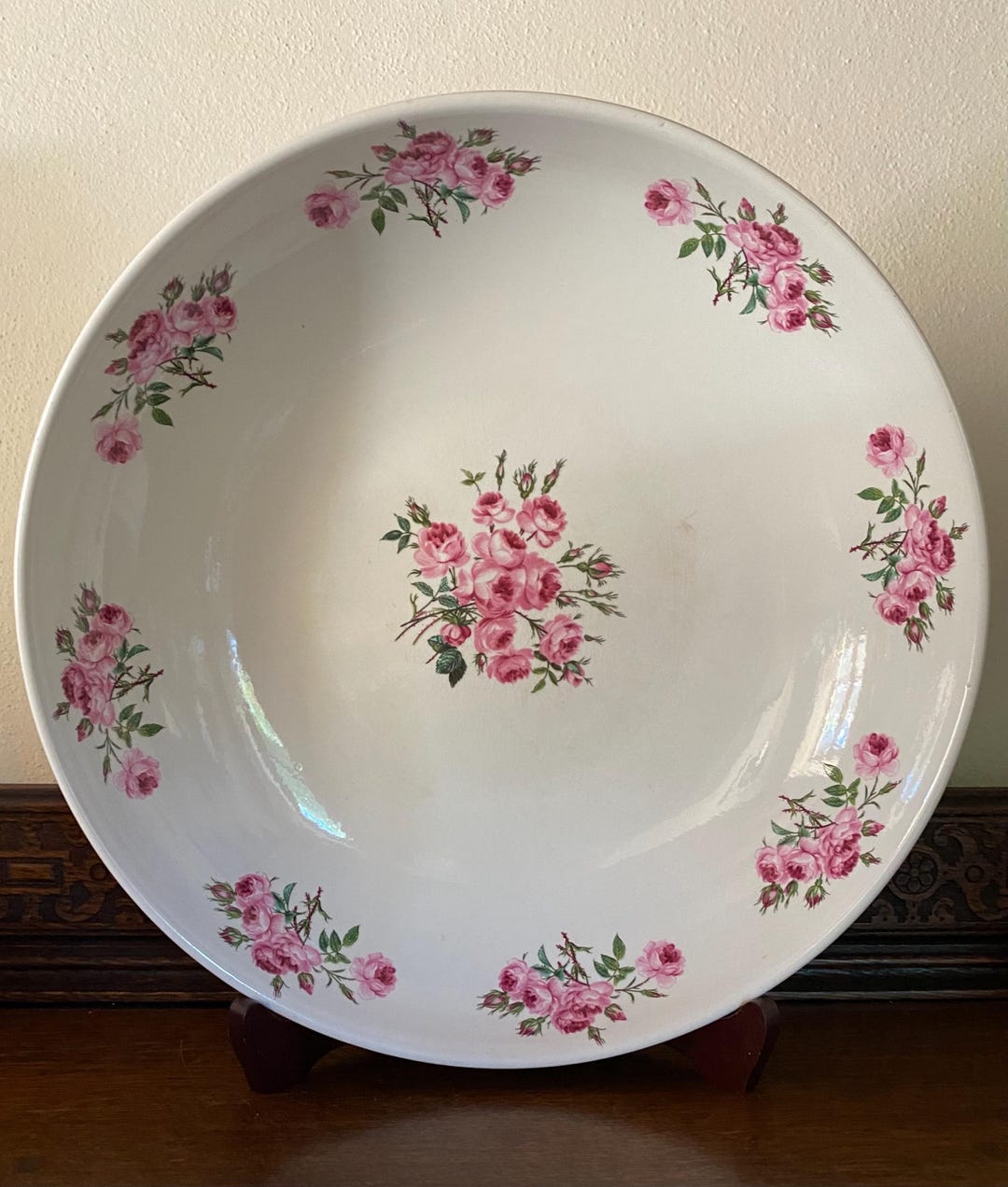 Rare Portmeirion Pink Roses Large Shallow Bowl C.1960s - Etsy