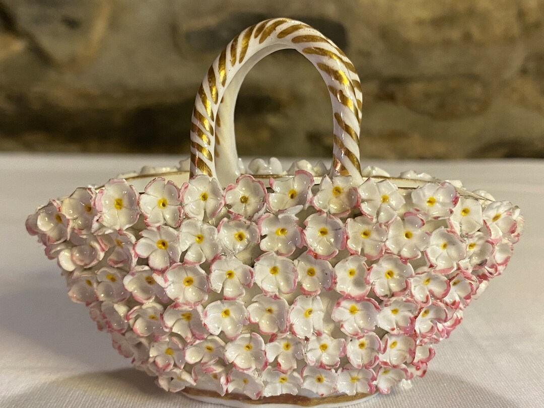 Beautiful Rare Antique Porcelain Miniature Flower Encrusted Basket - Etsy