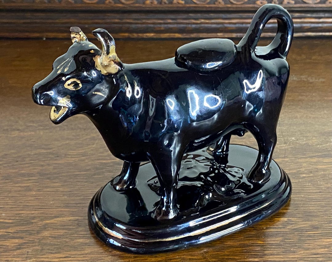 Antique Victorian Jackfield Pottery Cow Creamer With Lid C.1840-1900 - Etsy