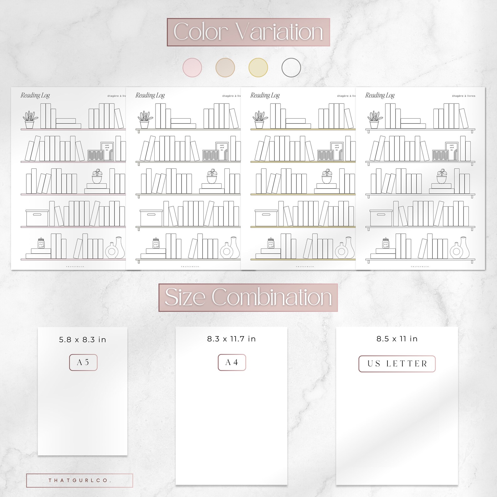 Bookshelf Reading Log, Printable Reading Tracker, Digital Bookshelf ...