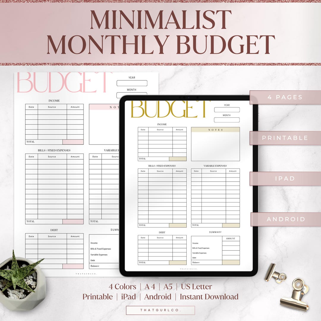Printable Monthly Budget, Monthly Income & Expense Recorder, Monthly ...