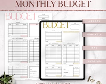 Printable Monthly Budget, Monthly Income & Expense Recorder, Monthly ...