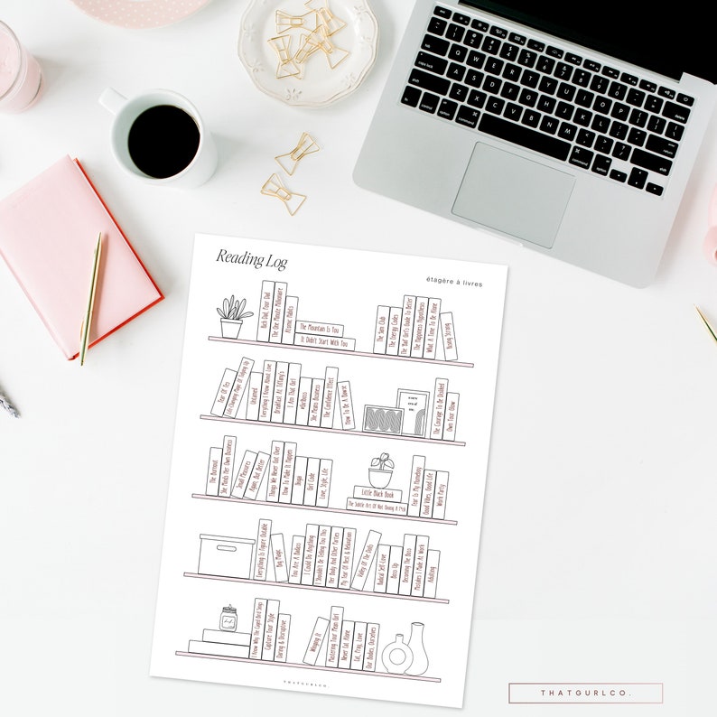 Bookshelf Reading Log, Printable Reading Tracker, Digital Bookshelf ...