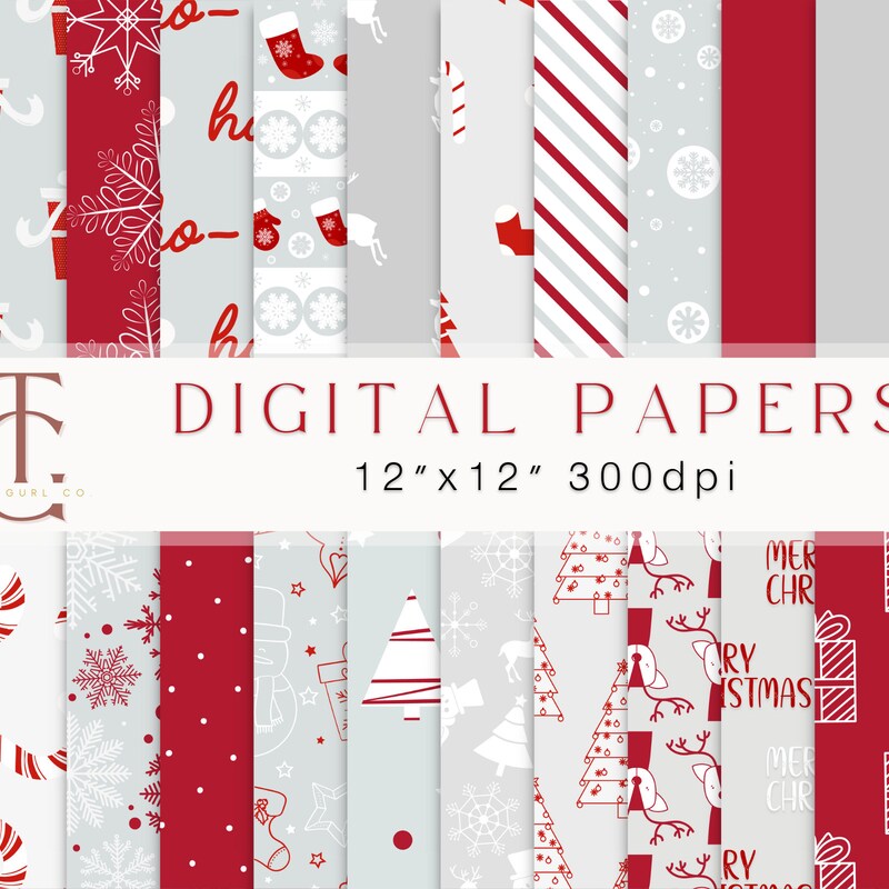 Christmas Digital Paper - Etsy