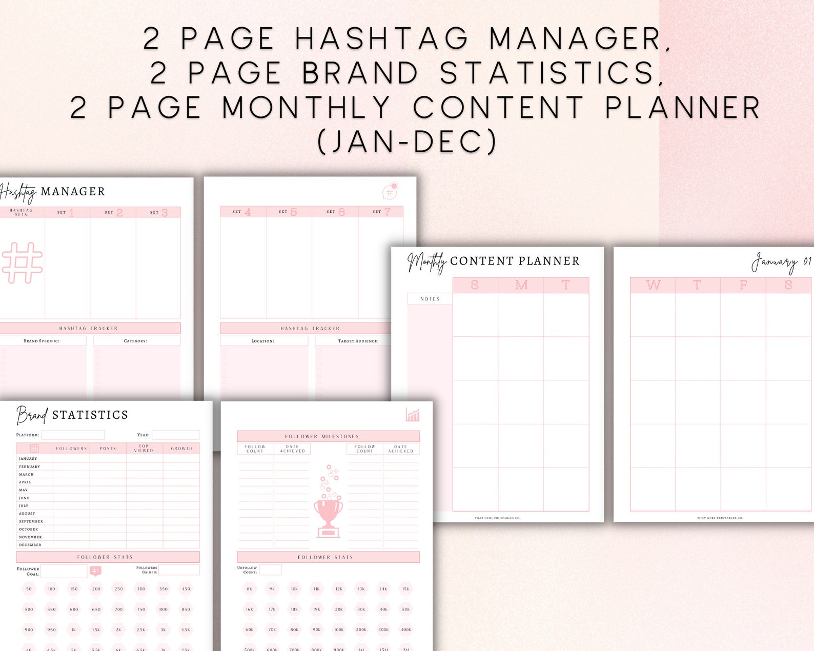 Printable Social Media Content Planner, Social Media Planner Printable ...
