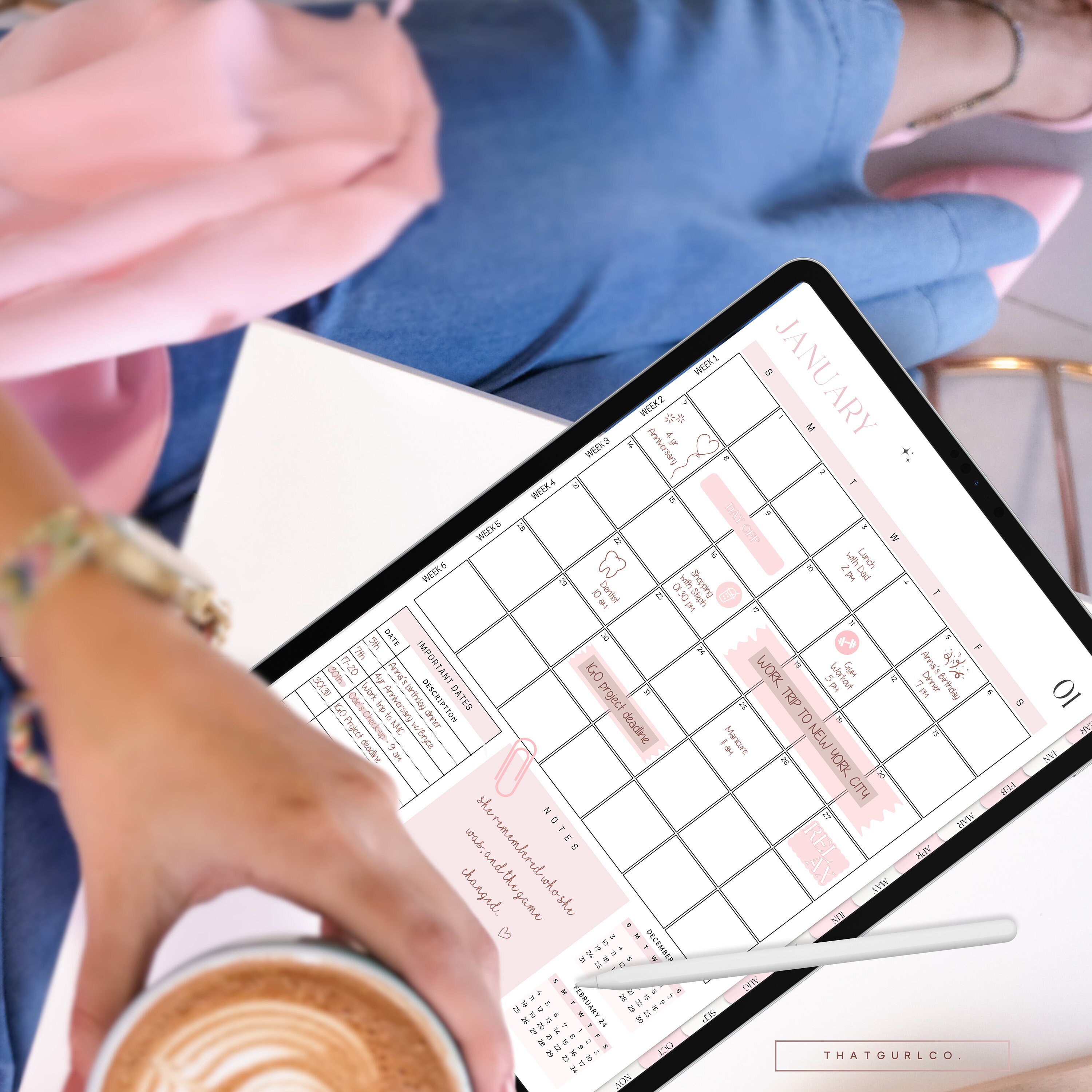 Digital Planner 2024, Daily Planner, Weekly, Monthly, Hyperlinked ...