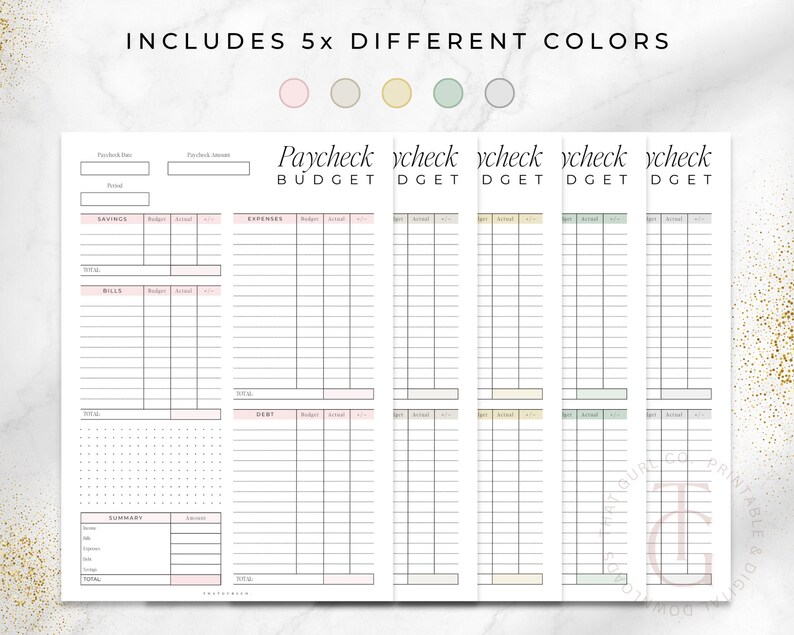 Paycheck Budget Printable, Paycheck Budget Overview Template, Budget by ...