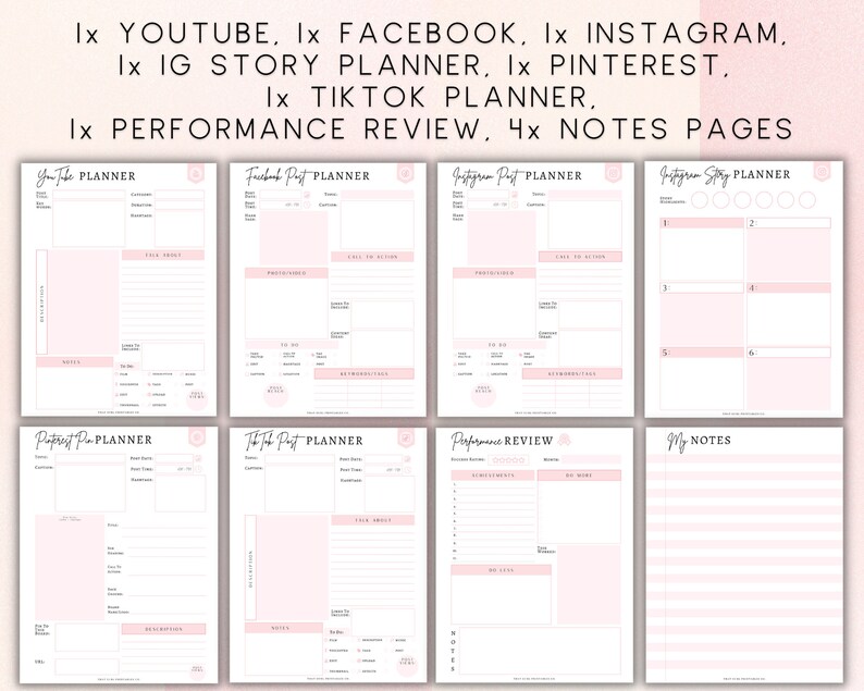 Printable Social Media Content Planner, Social Media Planner Printable ...
