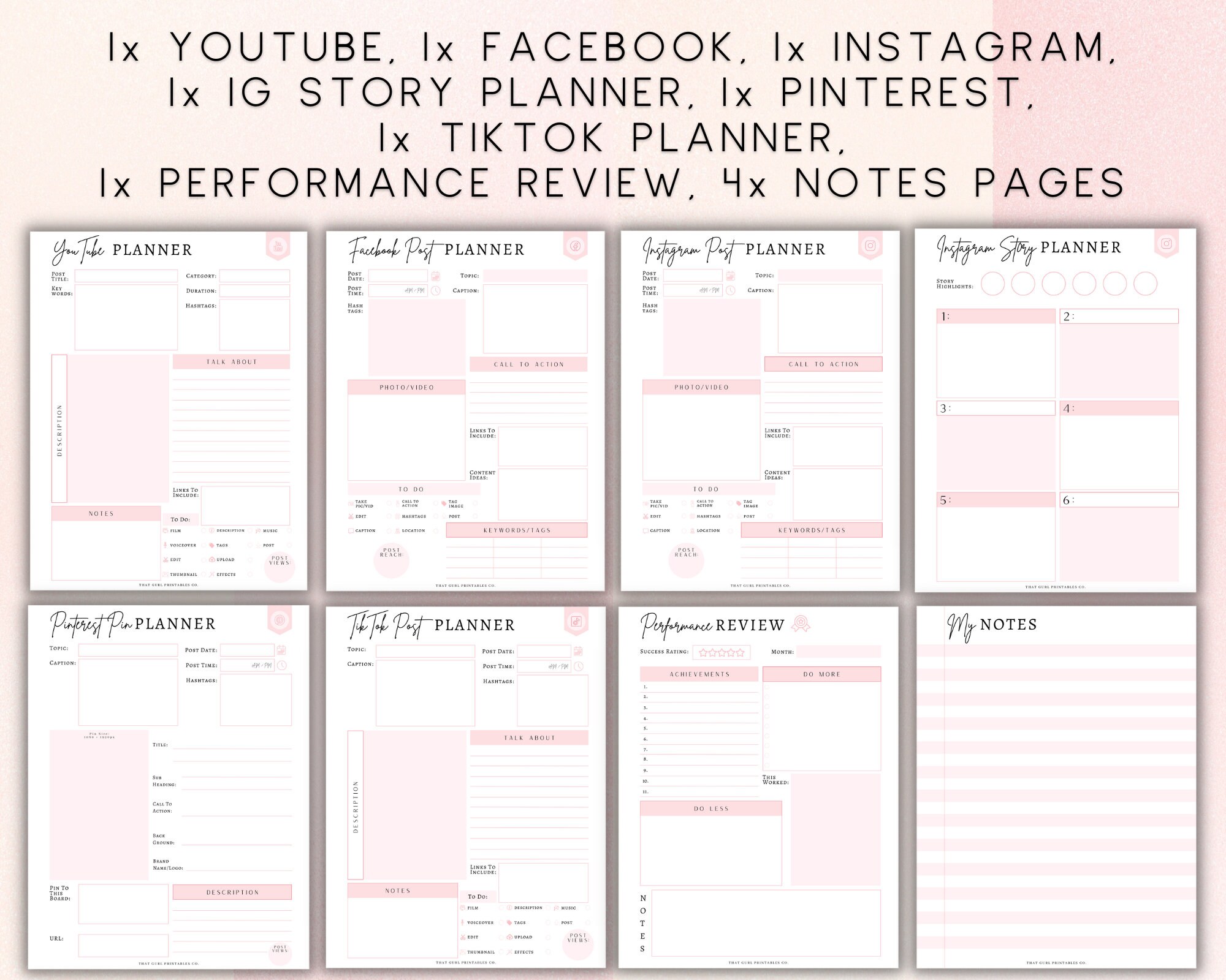 Printable Social Media Content Planner, Social Media Planner Printable ...