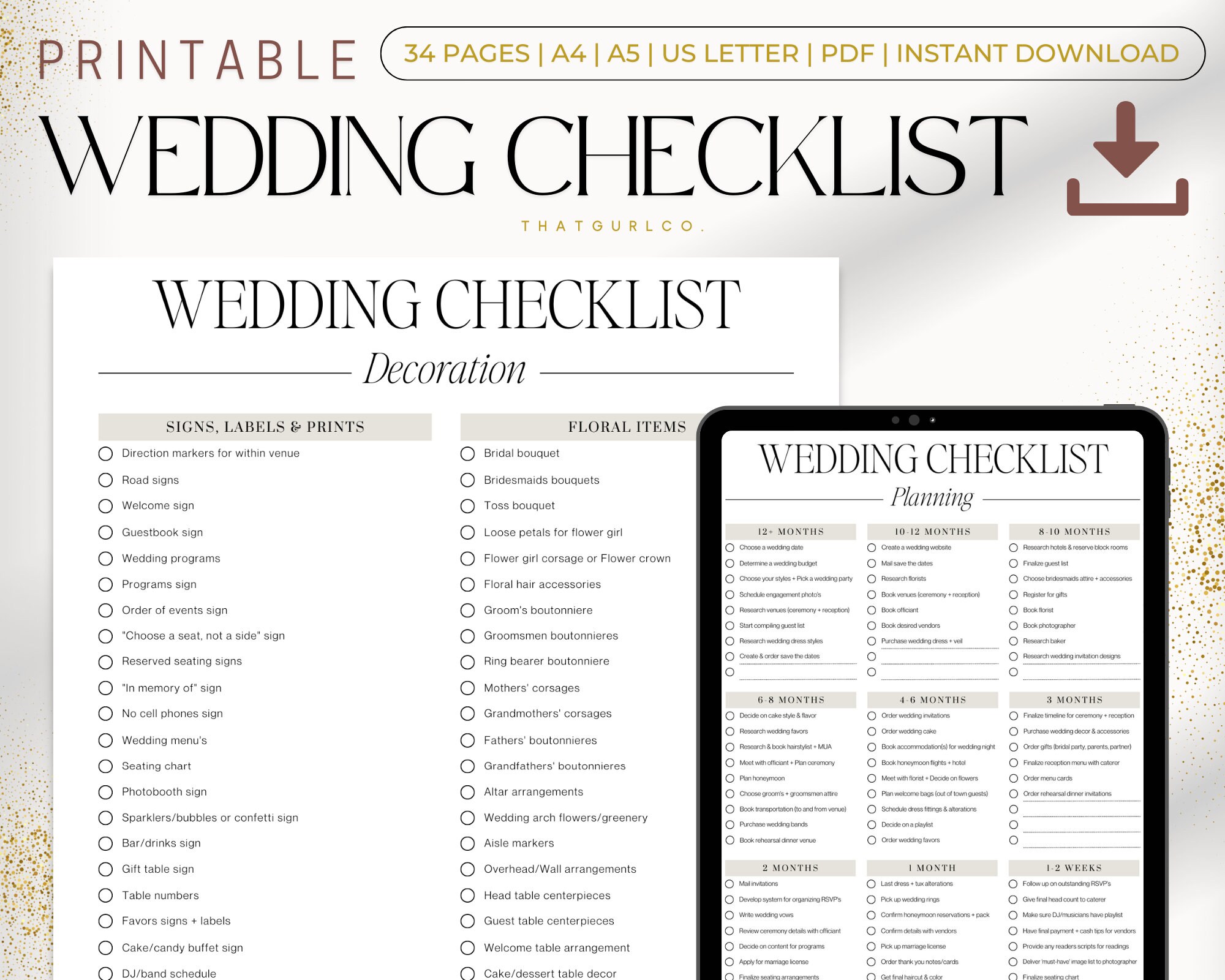 Wedding Checklist Printable, Wedding Planning Checklist, Wedding ...