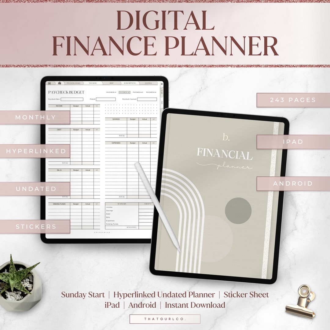 Digital Finance Planner, Digital Budget Planner, Paycheck Budget ...