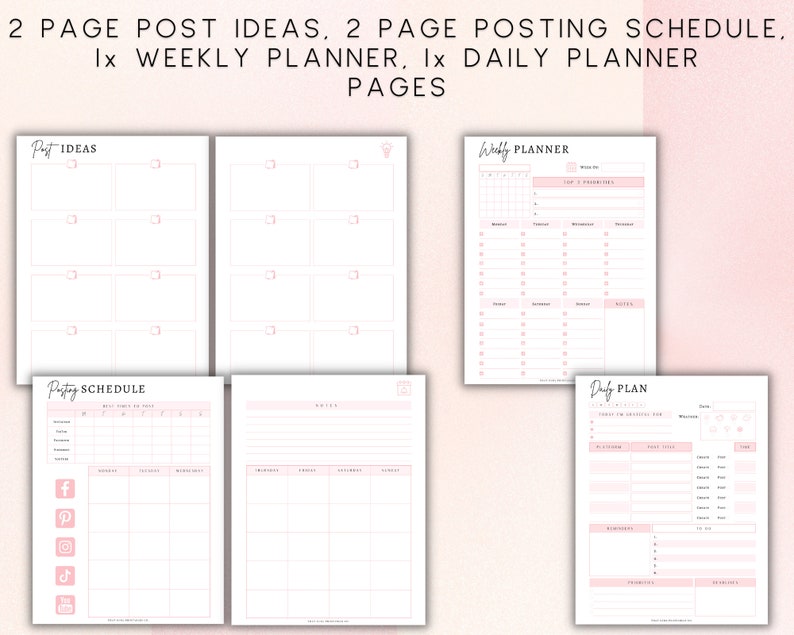Printable Social Media Content Planner, Social Media Planner Printable ...