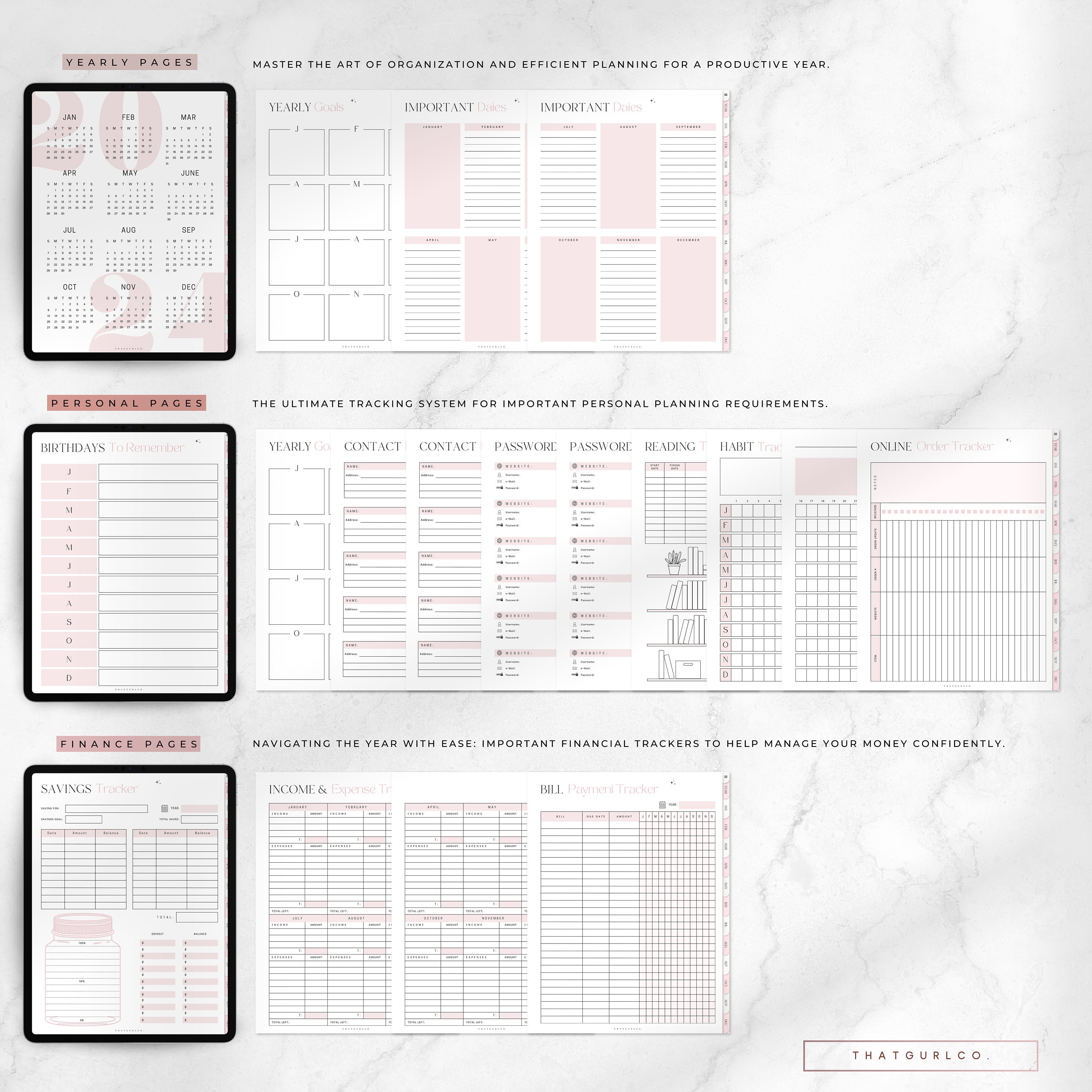 Digital Planner 2024, Daily Planner, Weekly, Monthly, Hyperlinked ...