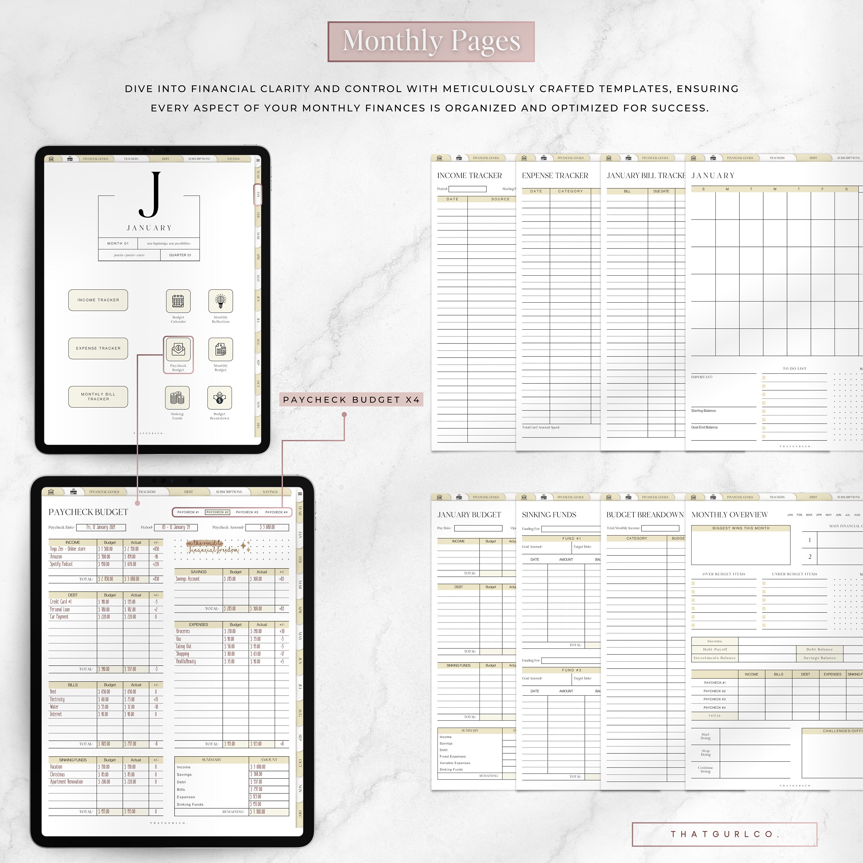 Digital Finance Planner, Digital Budget Planner, Paycheck Budget ...