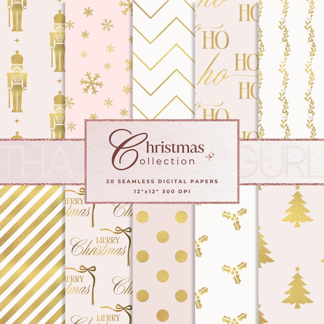 Christmas Digital Paper, Holiday Scrapbook Papers, Seamless Christmas ...