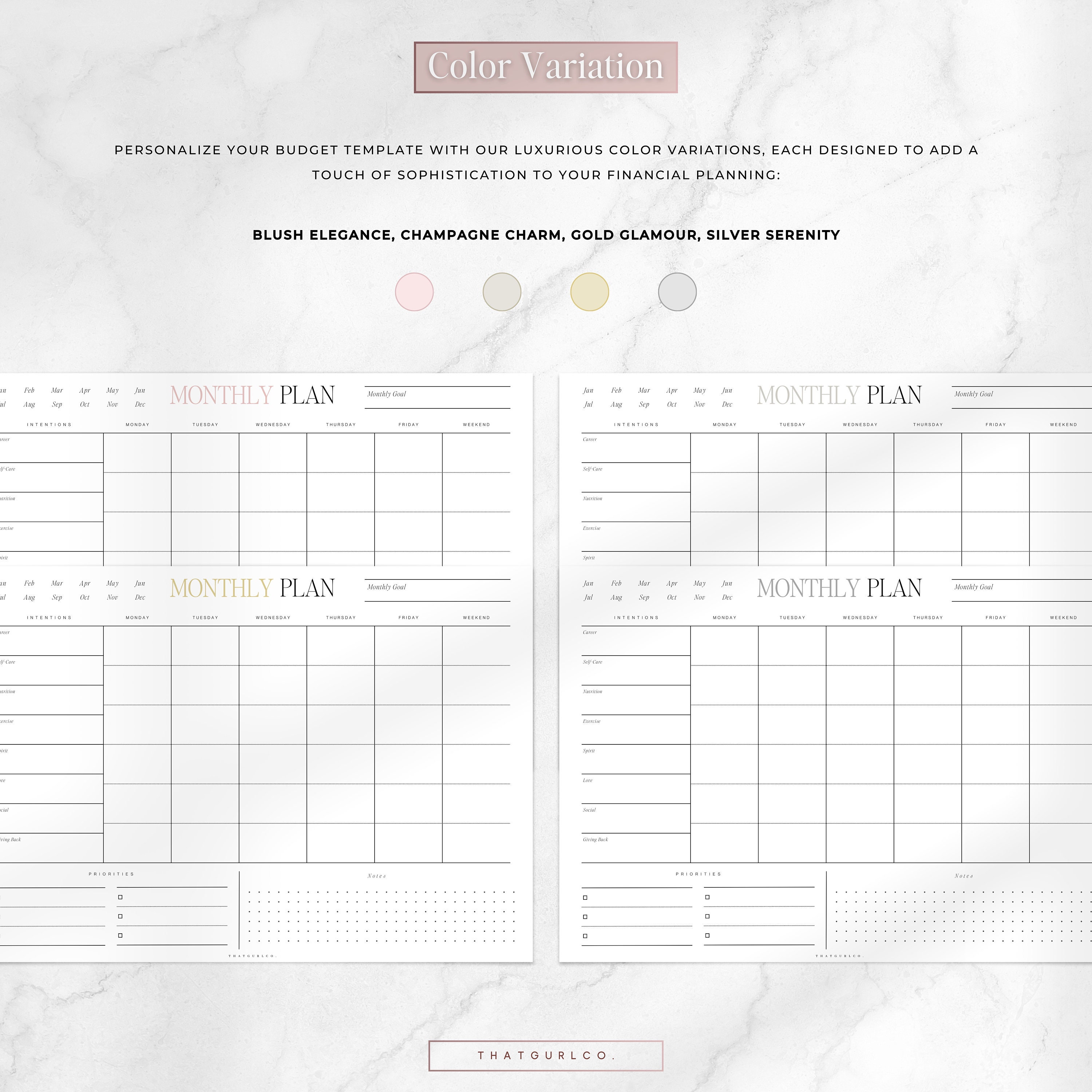 Monthly Planner Printable, Undated Monthly Planner Template, Monthly ...