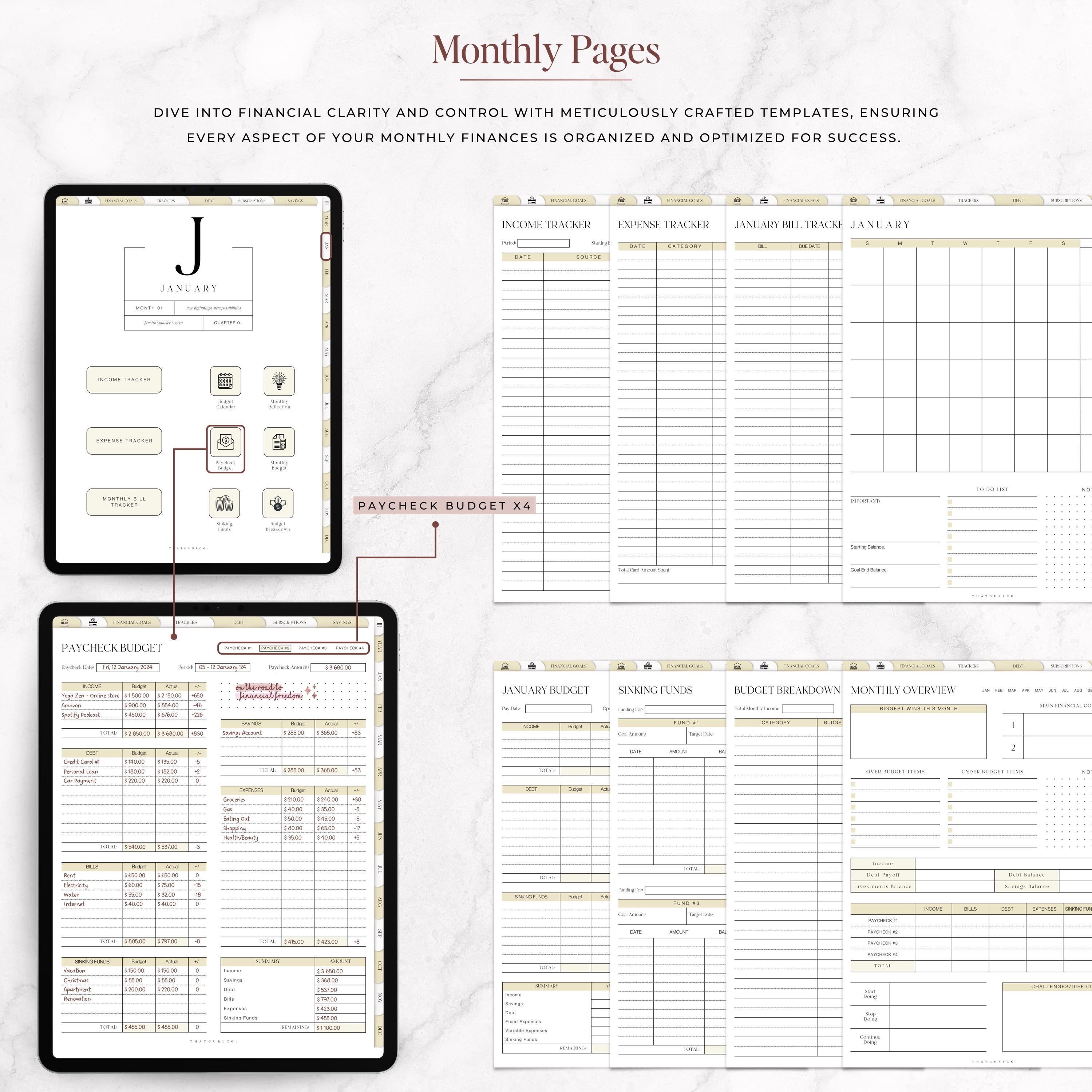 Digital Finance Planner, Digital Budget Planner, Paycheck Budget ...