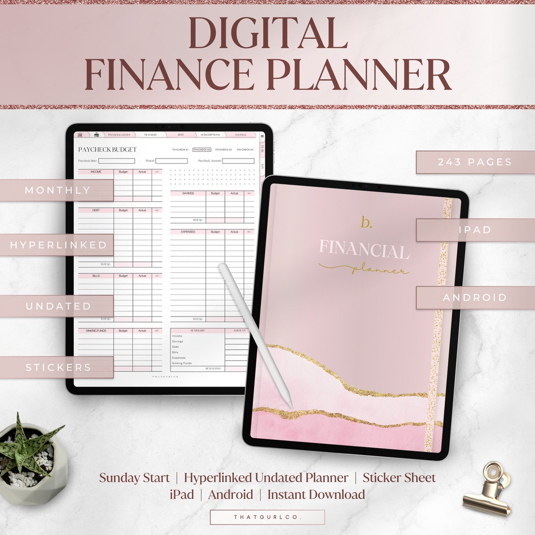 Digital Finance Planner, Digital Budget Planner, Paycheck Budget ...