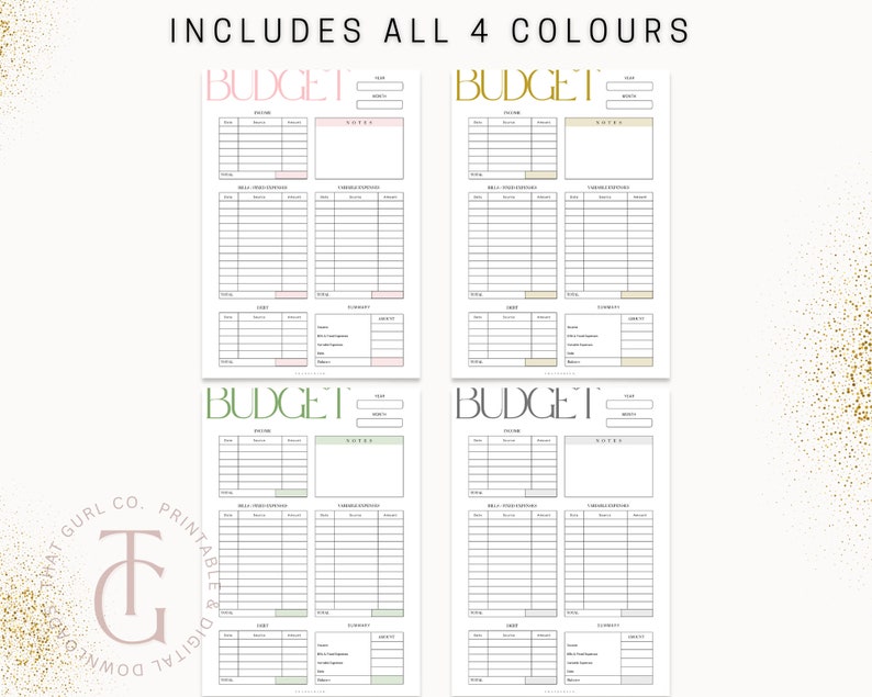 Printable Monthly Budget Monthly Income & Expense Recorder - Etsy