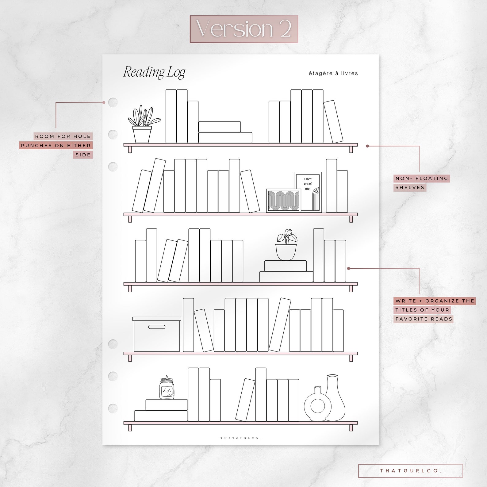 Bookshelf Reading Log, Printable Reading Tracker, Digital Bookshelf ...
