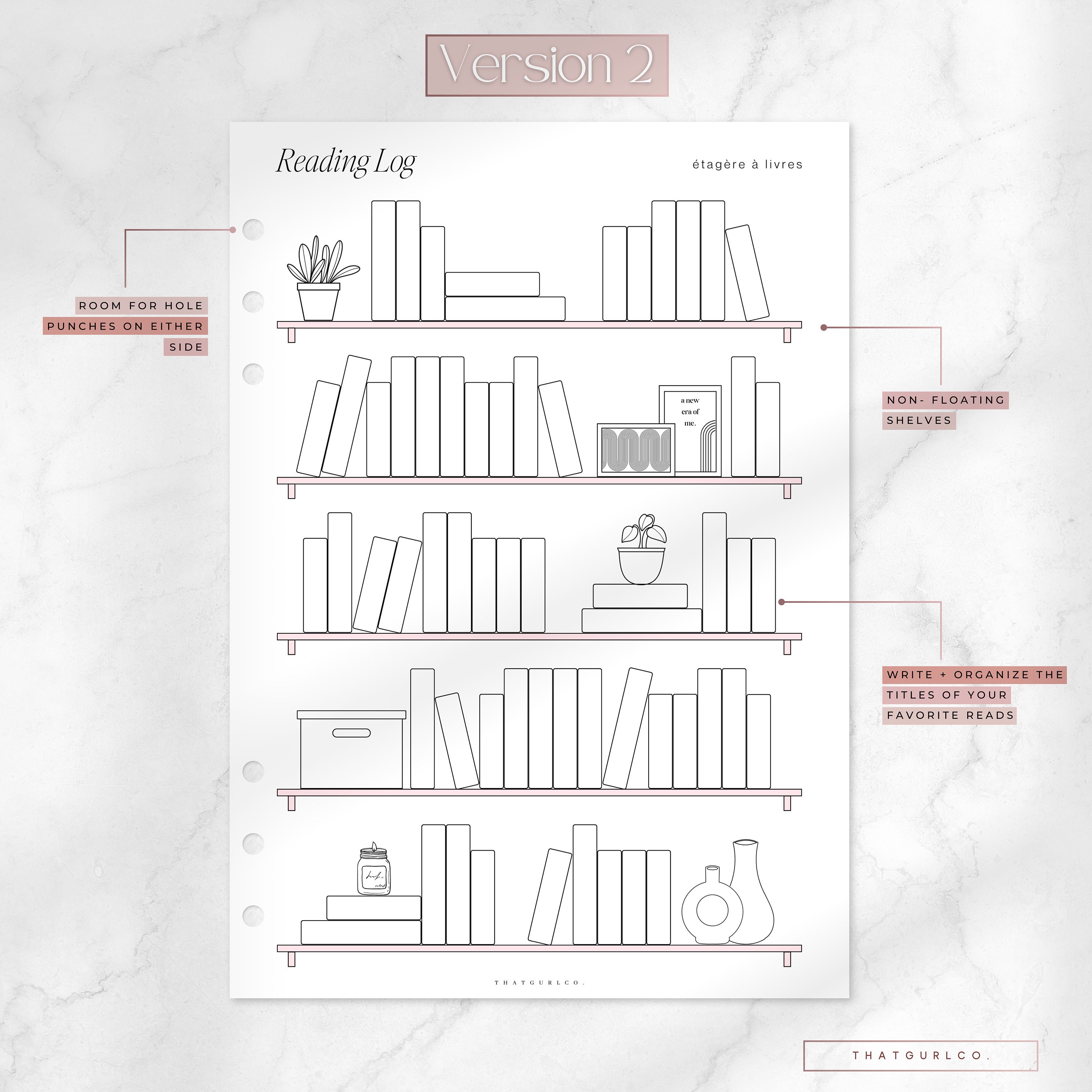 Bookshelf Reading Log, Printable Reading Tracker, Digital Bookshelf ...
