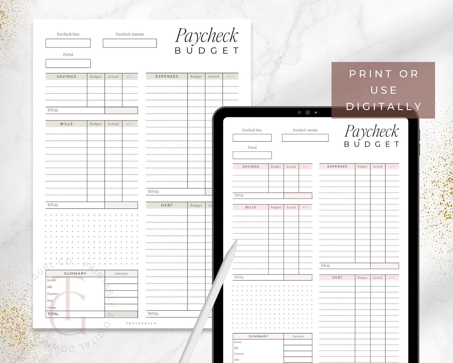 Paycheck Budget Printable Paycheck Budget Overview Template - Etsy