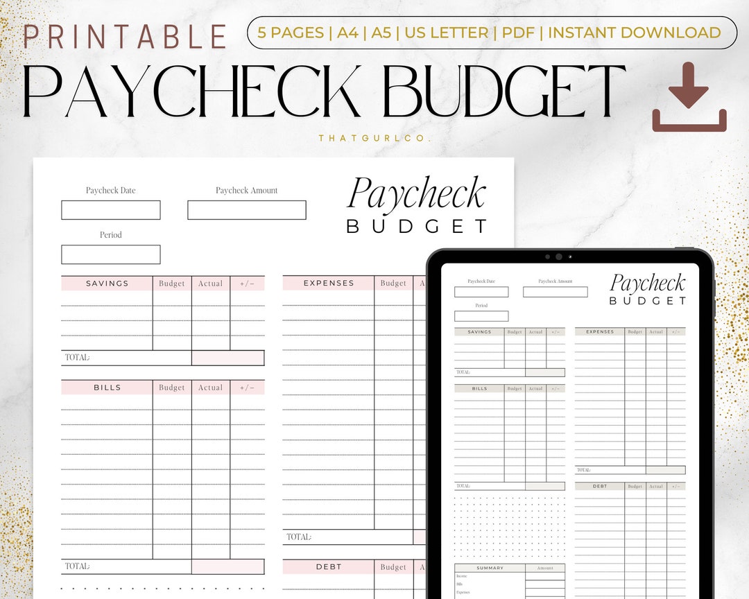 Paycheck Budget Printable, Paycheck Budget Overview Template, Budget by ...