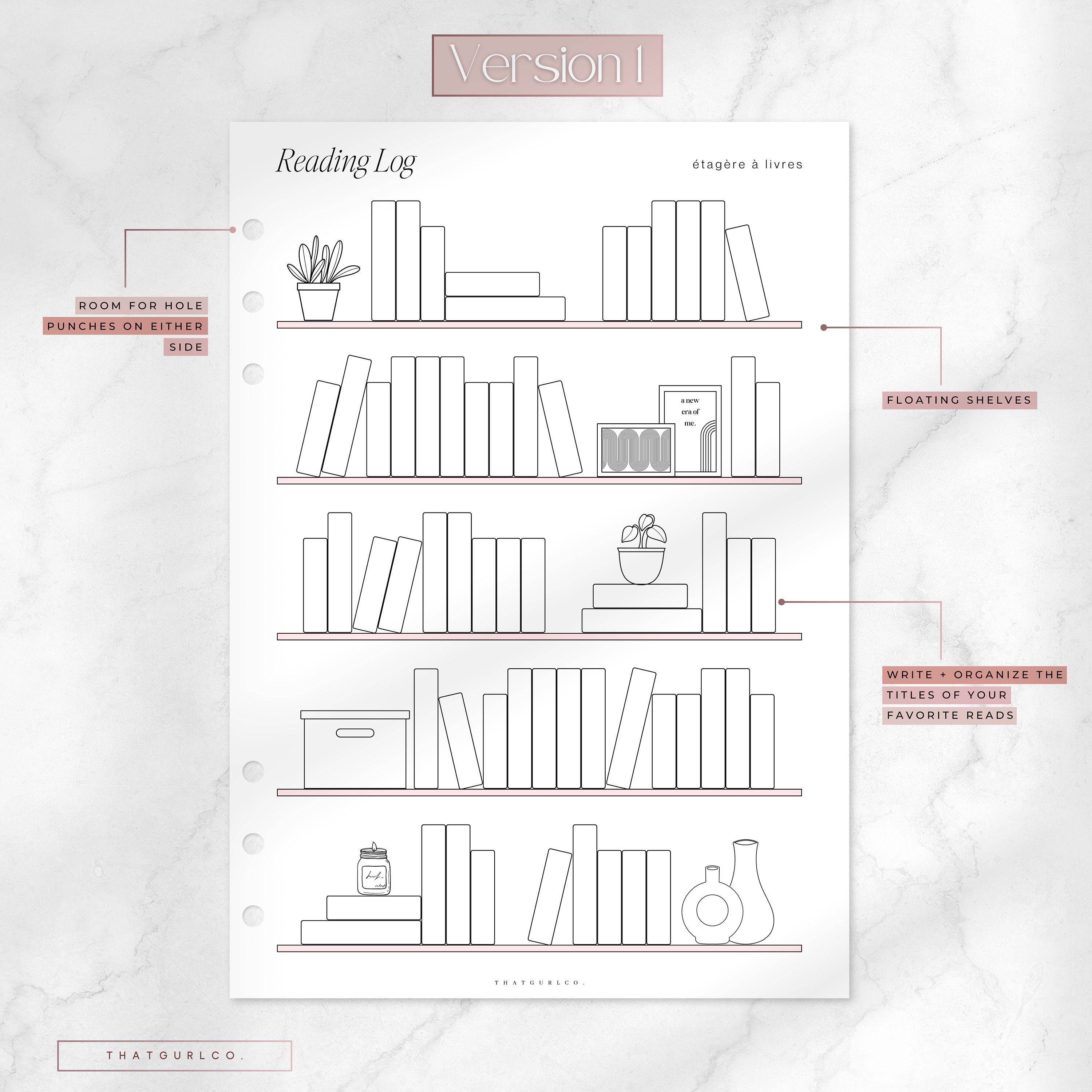 Bookshelf Reading Log, Printable Reading Tracker, Digital Bookshelf ...