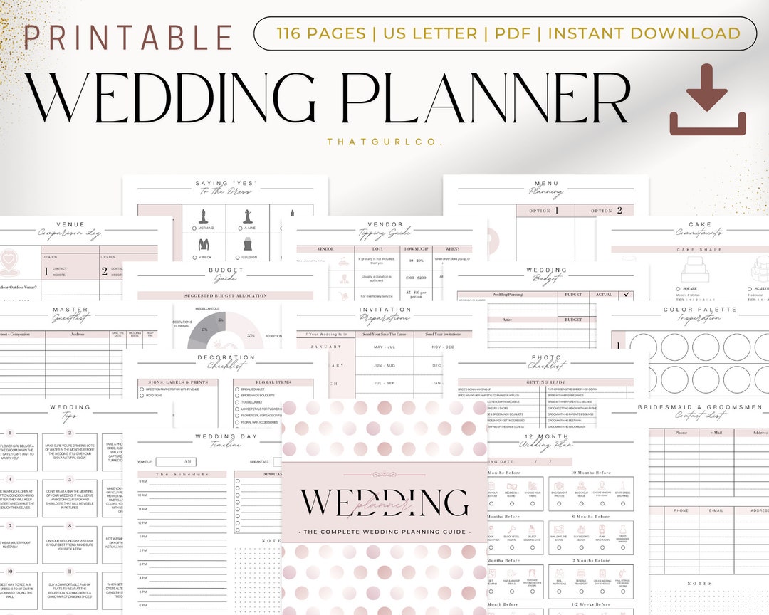 Wedding Planner Printable, Printable Wedding Planner Kit, Wedding ...