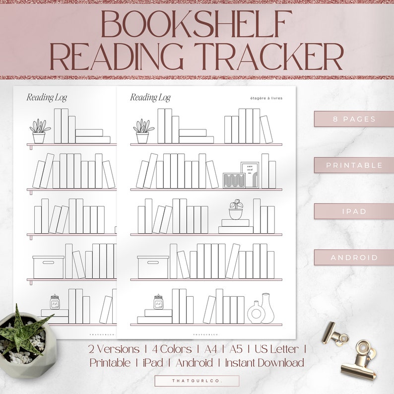 Bookshelf Reading Log, Printable Reading Tracker, Digital Bookshelf ...