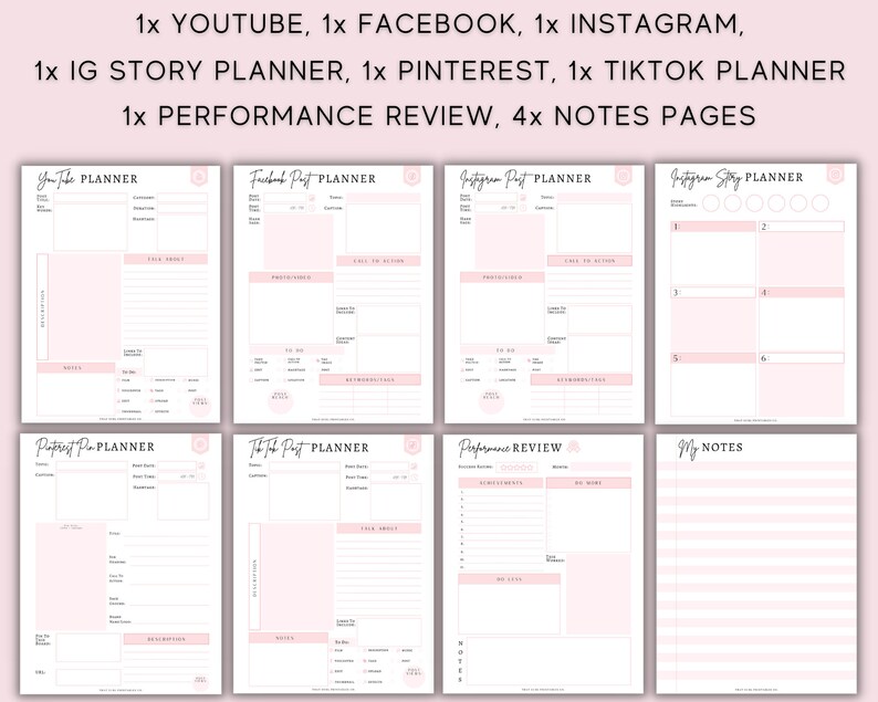 Printable Social Media Content Planner Social Media Planner | Etsy