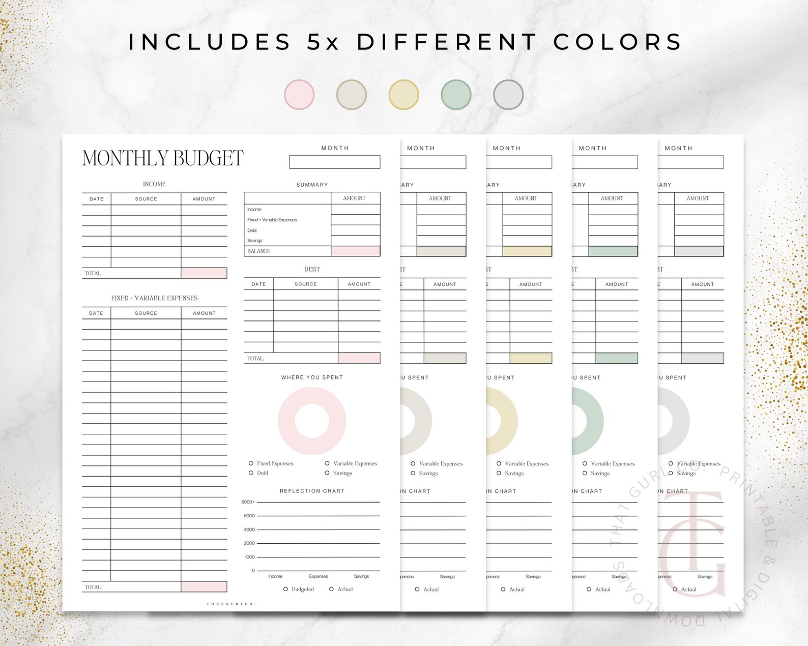 Printable Monthly Budget Monthly Income & Expense Recorder - Etsy