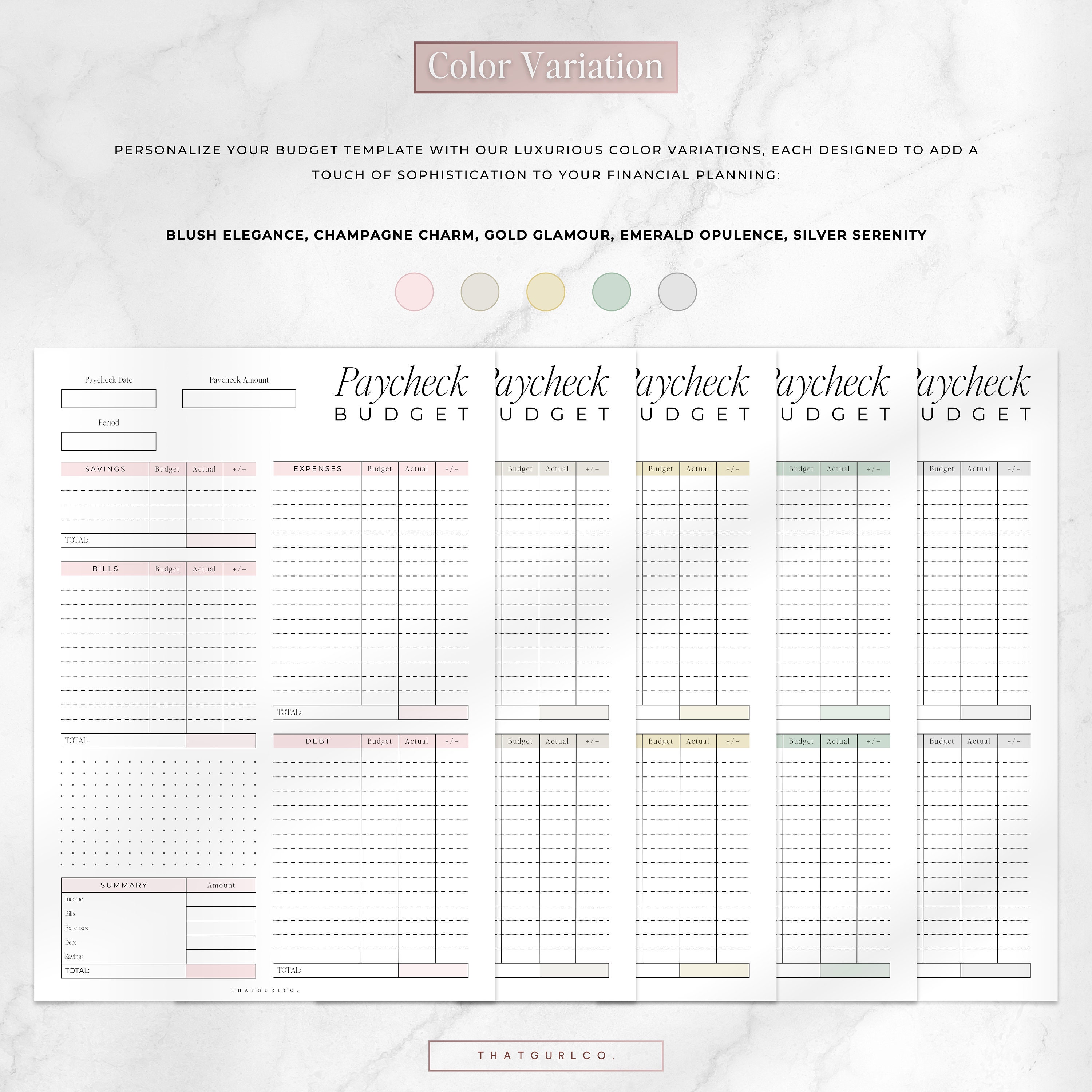 Paycheck Budget Printable, Paycheck Budget Overview Template, Budget by ...