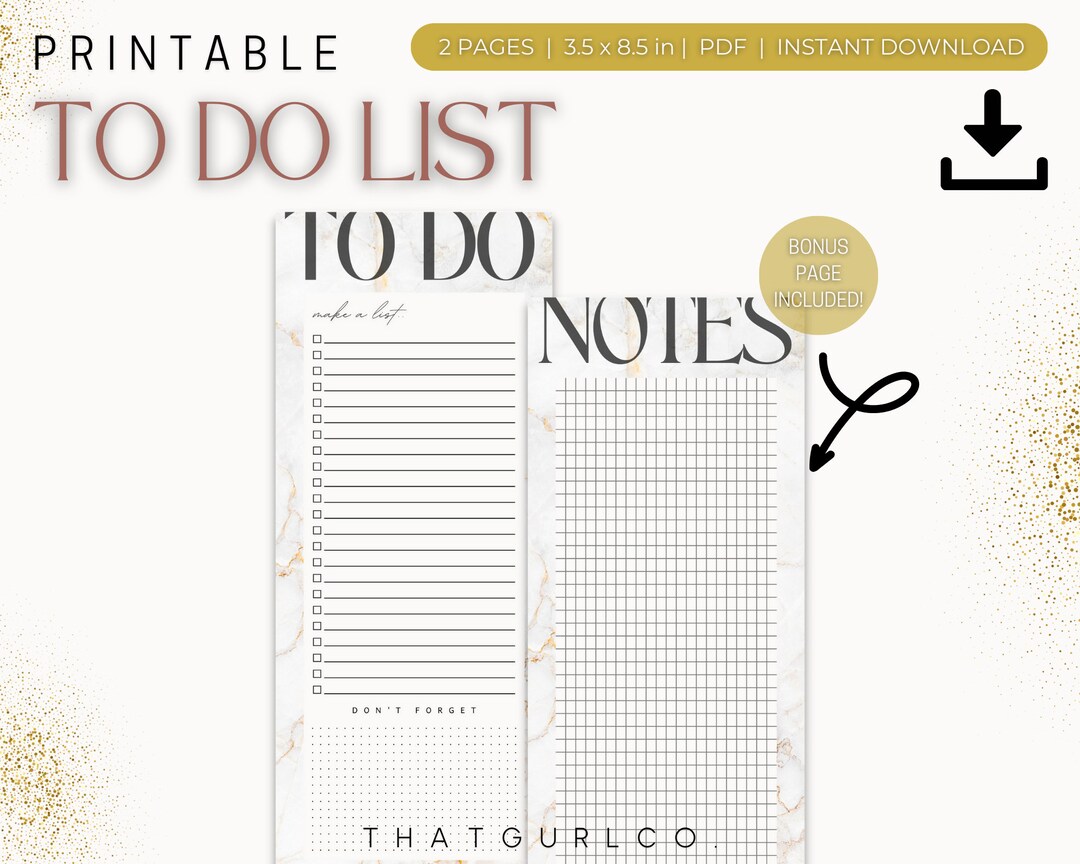 To Do List Printable, Simple Task List Template, to Do List Notepad ...