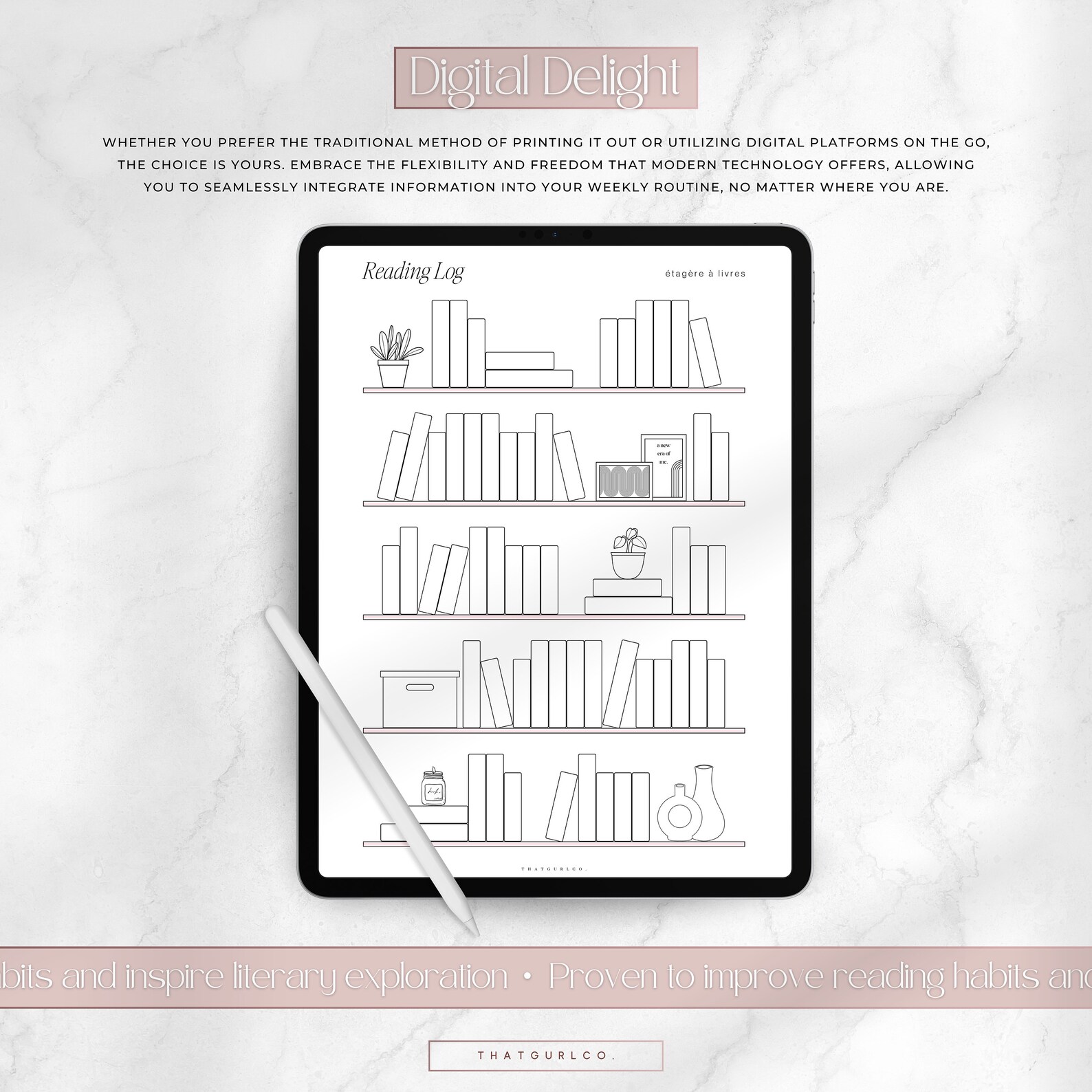 Bookshelf Reading Log, Printable Reading Tracker, Digital Bookshelf ...