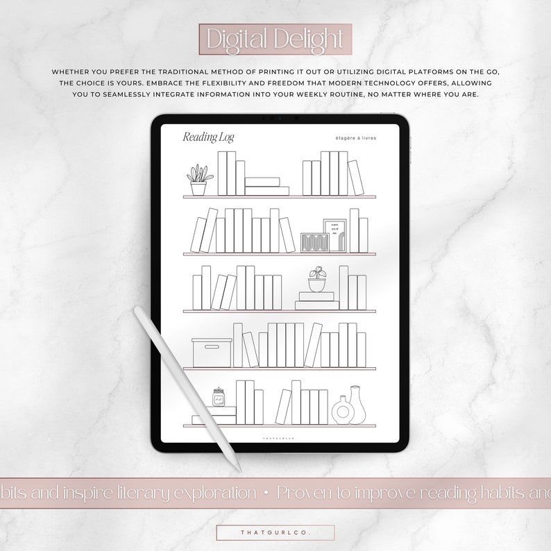 Bookshelf Reading Log, Printable Reading Tracker, Digital Bookshelf ...