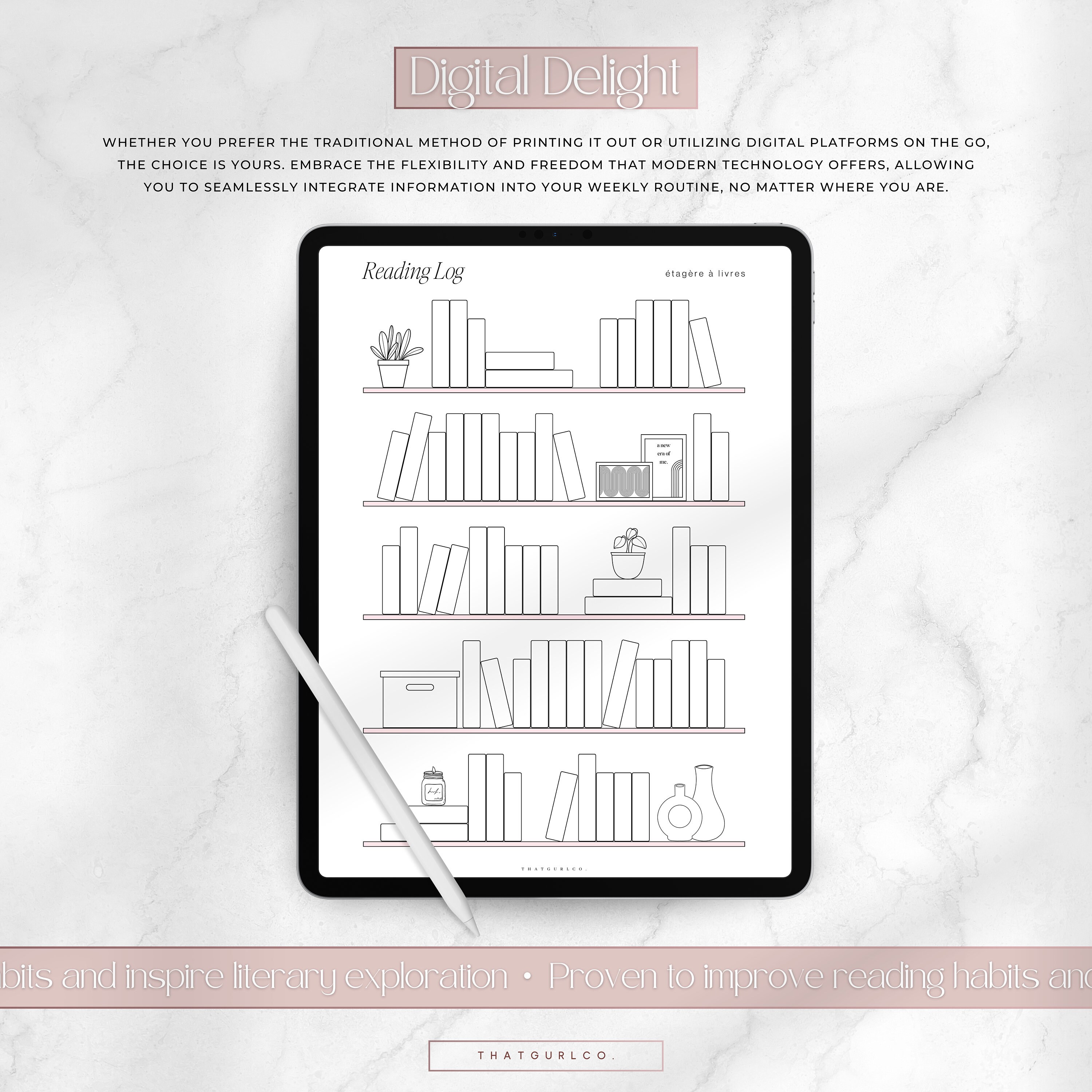 Bookshelf Reading Log, Printable Reading Tracker, Digital Bookshelf ...