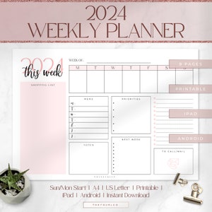 Weekly Planner Printable, 2024 Weekly Planner Template, Weekly ...