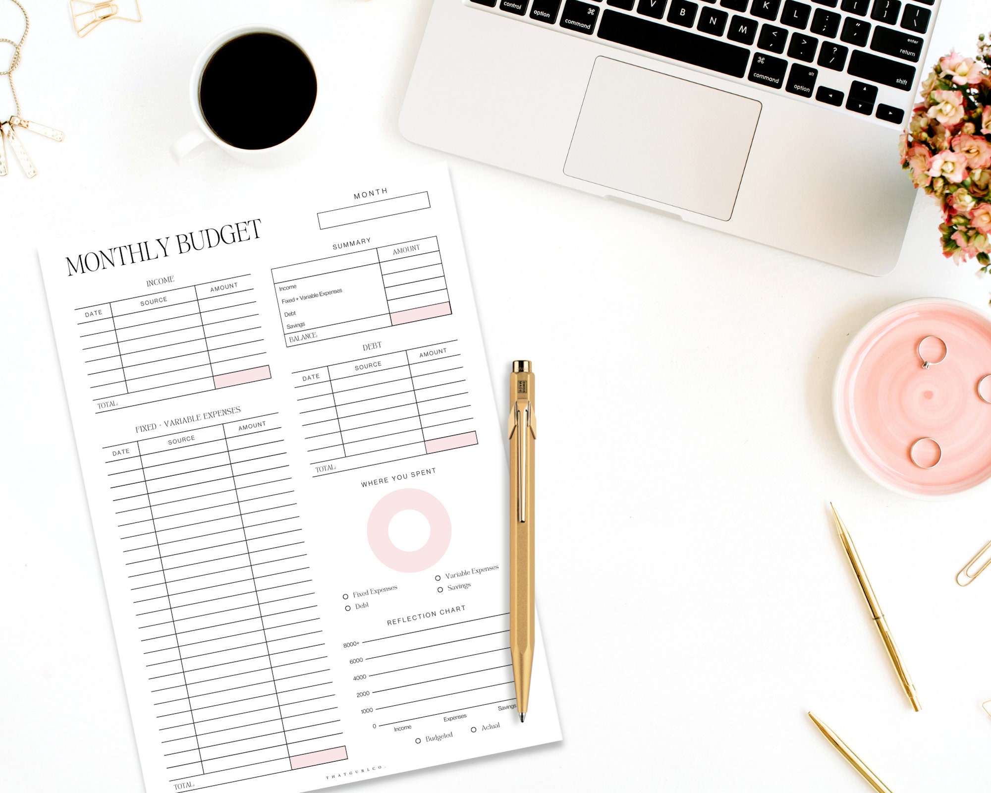 Printable Monthly Budget Monthly Income & Expense Recorder - Etsy