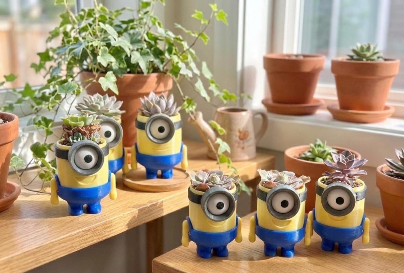 3D Printed Minion Succulent Planter – Whimsical Home & Office Decor - Etsy